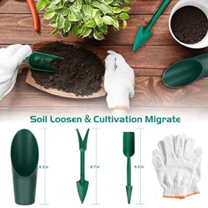 Potzya Planting Tool Kit, Garden Tool Set, Come with Wood Handle Stainless Steel Dibber with Scale, Seed Dispenser, Seed Planting & Soil Loosen, Bamboo Labels, Cultivation Migrate Succulents Bulb