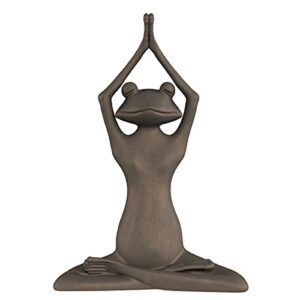 pure garden stretching yoga frog lawn and garden décor, bronze