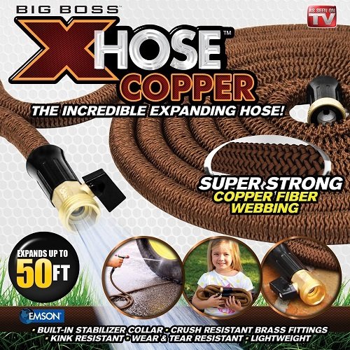 Big Boss Super Strong Copper Xhose - High Performance Lightweight Expandable Garden Hose with Brass Fittings, 50’