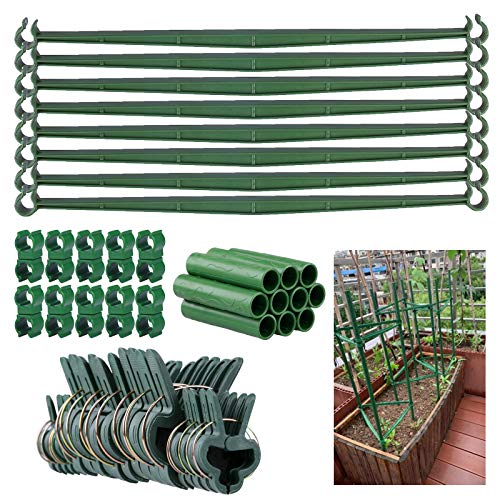 PUTING Tomato Cage Connector Kit, 24 Pcs Stake Arms & 10 Pcs Connectors & 20 Pcs Plant Support Clips & 10 Pcs Stake Buckles, for Any 11mm Diameter Garden Plant Stakes