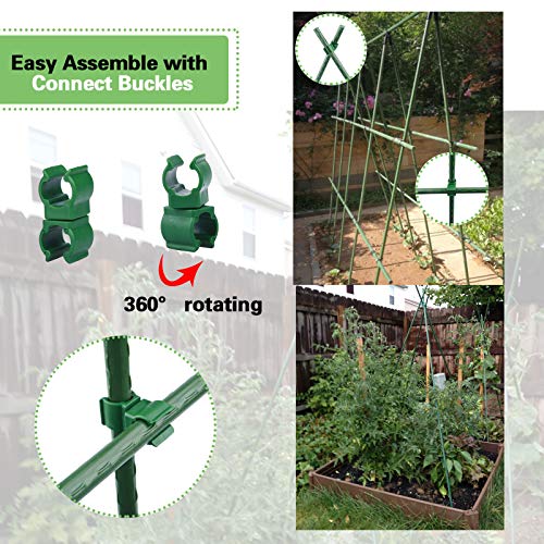 PUTING Tomato Cage Connector Kit, 24 Pcs Stake Arms & 10 Pcs Connectors & 20 Pcs Plant Support Clips & 10 Pcs Stake Buckles, for Any 11mm Diameter Garden Plant Stakes