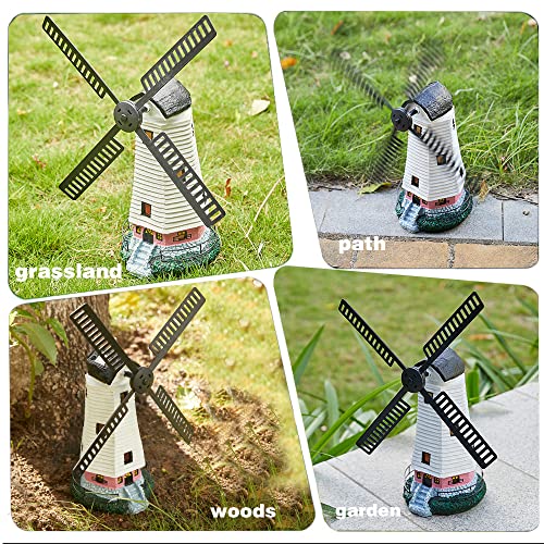 pearlstar Solar Garden Outdoor Windmill Lighthouse - 20" Solar Powered LED Lighthouse Garden Statue Waterproof Decorative Light for Landscape Decor Lawn Garden Table Patio Pathway Yard