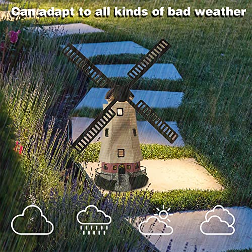 pearlstar Solar Garden Outdoor Windmill Lighthouse - 20" Solar Powered LED Lighthouse Garden Statue Waterproof Decorative Light for Landscape Decor Lawn Garden Table Patio Pathway Yard