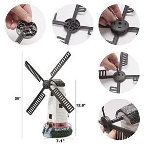 pearlstar Solar Garden Outdoor Windmill Lighthouse - 20" Solar Powered LED Lighthouse Garden Statue Waterproof Decorative Light for Landscape Decor Lawn Garden Table Patio Pathway Yard