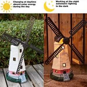 pearlstar Solar Garden Outdoor Windmill Lighthouse - 20" Solar Powered LED Lighthouse Garden Statue Waterproof Decorative Light for Landscape Decor Lawn Garden Table Patio Pathway Yard