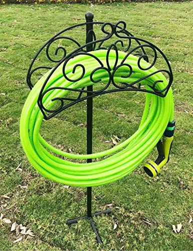 TREEZITEK Garden Hose Holder Hanger Detachable Metal Sturdy Water Hose Storage Stand for Outside Yard Lawn,Black