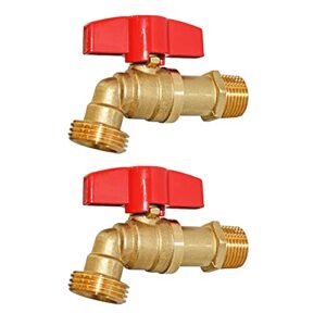 hqmpc outdoor spigot hose ball valve hose bibb garden hose connect bibb shut off valve no lead brass stop valve 1/2″ mnpt connect 3/4″ ght outlet 2 pcs