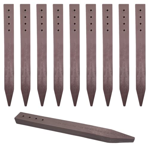 One Stop Outdoor (10-Pack) Heavy Duty, Brown Landscape Lawn & Garden Border Edging Stakes - Easy Install Terrace & Bender Board (10)