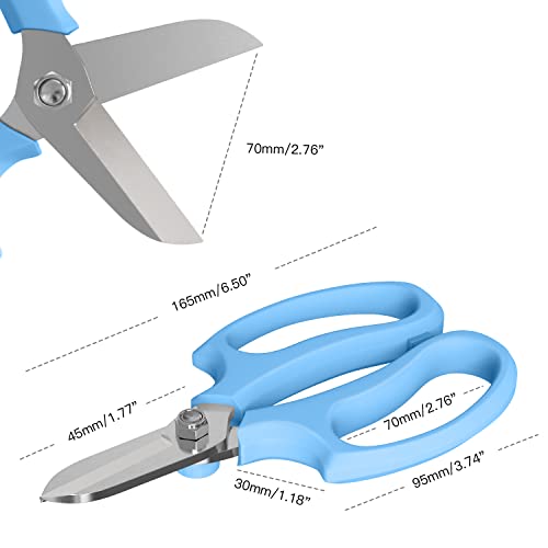 Housolution Flower Scissors, Strong Floral Shears, Premium Steel Garden Pruning Shears Floral Fruits Leaf Scissors Hand Pruner Snip Trimming Tool for Gardening Flower Arrangement, Light Blue