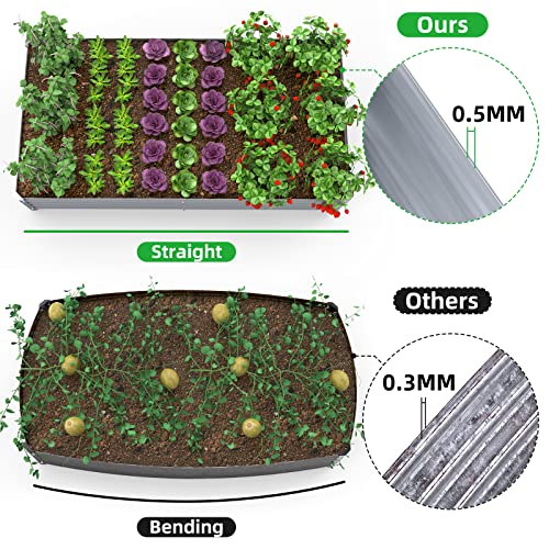 Highpro Raised Garden Bed 6*3*1ft Galvanized Metal Planter Boxes for Herbs Vegetables, Flowers and Succulents Silver