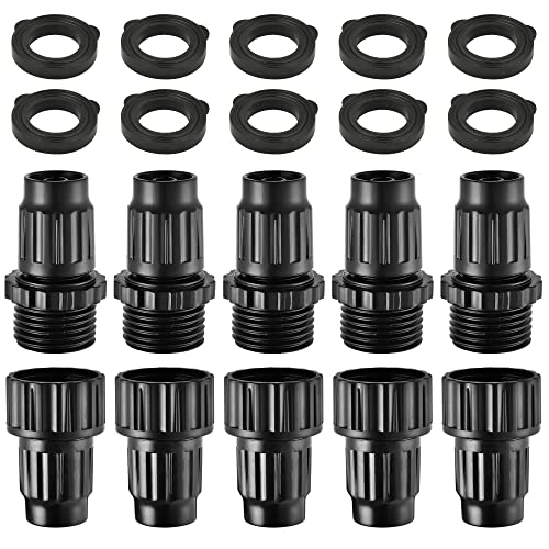 Milkary 5 Sets Garden Expandable Hose Repair Kit, Plastic Water Faucet Adapter Hose Female Male Connectors with 10 Pieces 3/4 Inch Rubber Gaskets, Garden Hose Fittings