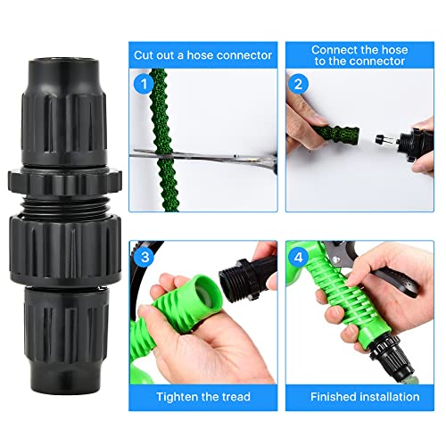 Milkary 5 Sets Garden Expandable Hose Repair Kit, Plastic Water Faucet Adapter Hose Female Male Connectors with 10 Pieces 3/4 Inch Rubber Gaskets, Garden Hose Fittings