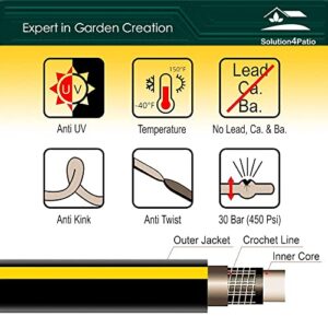 Solution4Patio 5/8 in. x 3 ft. Short Garden Hose, No Leaking, Black Lead-in Hose Male/Female Solid Brass Fittings for Water Softener, Dehumidifier, Vehicle Water Filter, 12 Years Warranty #G-H155B23