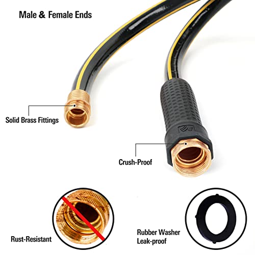 Solution4Patio 5/8 in. x 3 ft. Short Garden Hose, No Leaking, Black Lead-in Hose Male/Female Solid Brass Fittings for Water Softener, Dehumidifier, Vehicle Water Filter, 12 Years Warranty #G-H155B23