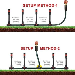 Eden 98063 Multi-Adjustable Flex Design Above Ground Irrigation Garden Sprinkler System, Sprinkler & Hose, DIY Plant Watering Set