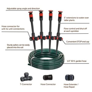 Eden 98063 Multi-Adjustable Flex Design Above Ground Irrigation Garden Sprinkler System, Sprinkler & Hose, DIY Plant Watering Set