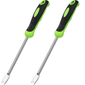 hand weeder tool garden weeding tool gardening weeder tool with ergonomic handle, stainless steel garden lawn farmland transplant gardening plant tool（2 pronged fork, 2 pieces）