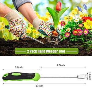 Hand Weeder Tool Garden Weeding Tool Gardening Weeder Tool with Ergonomic Handle, Stainless Steel Garden Lawn Farmland Transplant Gardening Plant Tool（2 Pronged Fork, 2 Pieces）