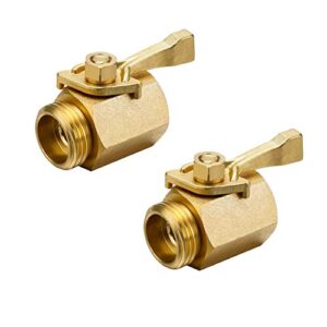 hooshing 2pcs heavy duty 3/4″ brass shut off valve garden hose connector water flow control valve for garden nozzle water hose