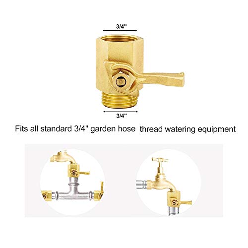 Hooshing 2PCS Heavy Duty 3/4" Brass Shut Off Valve Garden Hose Connector Water Flow Control Valve for Garden Nozzle Water Hose