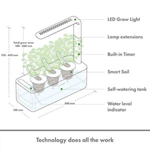 Click & Grow Indoor Herb Garden Kit with Grow Light | Smart Garden for Home Kitchen Windowsill | Easier Than Hydroponics Growing System | Vegetable Gardening Starter (3 Basil Pods Included), Beige