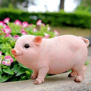 garden statue baby pig decorative garden figurines gift, cute pig garden statue resin lawn ornaments, durable farmhouse animal sculpture art decoration for home outdoor décor (white, standing)