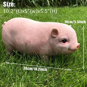 Garden Statue Baby Pig Decorative Garden Figurines Gift, Cute Pig Garden Statue Resin Lawn Ornaments, Durable Farmhouse Animal Sculpture Art Decoration for Home Outdoor Décor (White, Standing)