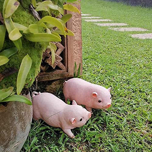 Garden Statue Baby Pig Decorative Garden Figurines Gift, Cute Pig Garden Statue Resin Lawn Ornaments, Durable Farmhouse Animal Sculpture Art Decoration for Home Outdoor Décor (White, Standing)