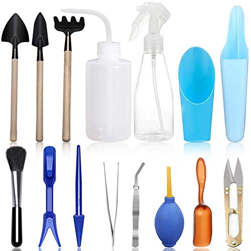 SONGZIMING 15 Pcs Succulent Plant Tools Set, Mini Garden Planting Watering Tool Kit for Succulent Miniature Gardening Plant Care