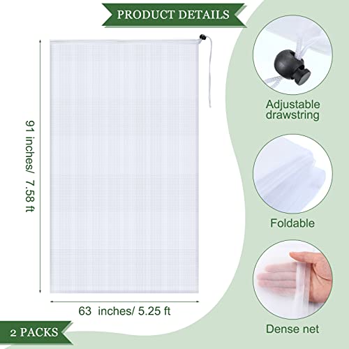 Bird Barrier Netting Mesh with Drawstring Plant Netting Cover Garden Protection from Animals Large Fruit Netting Cover for Protecting Plant Tree Vegetables Flowers from Bird (2 Pcs, 5.25 x 7.58 Ft)