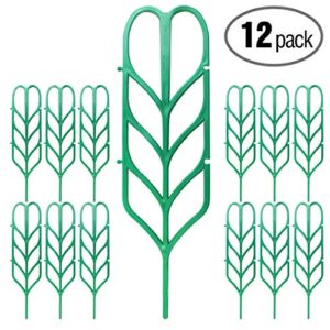 PeerBasics, Indoor Plant Trellis, 12 Pack, Climbing Garden Leaf Shape Supports, for DYI Climbing Stems Stalks & Vine Vegetable Potted Garden (12)