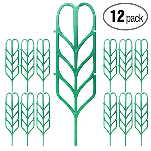 PeerBasics, Indoor Plant Trellis, 12 Pack, Climbing Garden Leaf Shape Supports, for DYI Climbing Stems Stalks & Vine Vegetable Potted Garden (12)