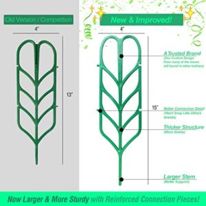 PeerBasics, Indoor Plant Trellis, 12 Pack, Climbing Garden Leaf Shape Supports, for DYI Climbing Stems Stalks & Vine Vegetable Potted Garden (12)