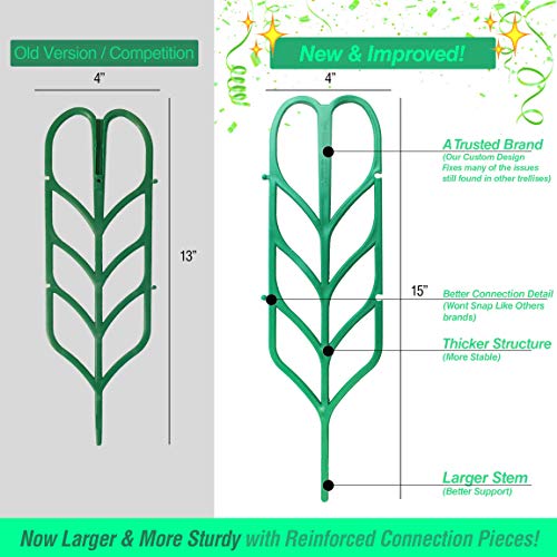 PeerBasics, Indoor Plant Trellis, 12 Pack, Climbing Garden Leaf Shape Supports, for DYI Climbing Stems Stalks & Vine Vegetable Potted Garden (12)