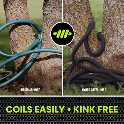 Hydrosteel 50 Foot Metal Garden Hose 304 Stainless Steel Water Hose – Super Tough & Flexible, Lightweight, Ultra Heavy Duty Brass Fittings, Kink Free, Rust Proof, Easy to Store, 600 PSI Strength