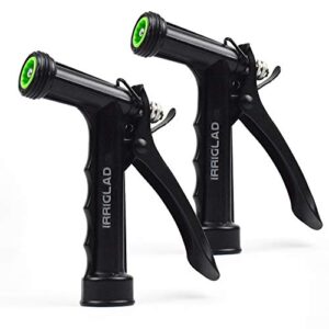 irriglad hose nozzle 2 pack, full size pistol grip water nozzle sprayer with threaded front, high pressure nozzle, adjustable spray water flow for watering plants, showering pet, washing car, cleaning