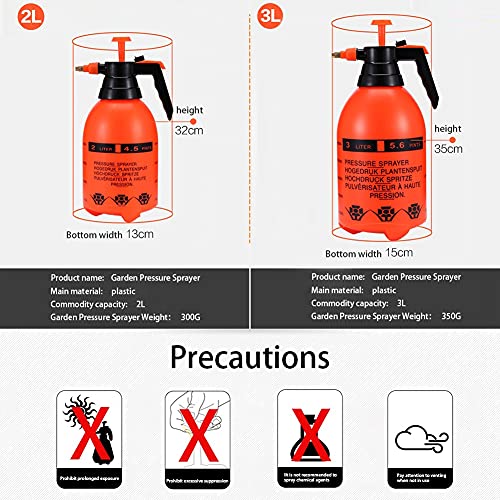 JoyTube 2 PCS Garden Pressure Sprayer 2-Liter Pump Water Sprayer Bottle Portable One-Hand Grip for General Use Cleaning, Washing