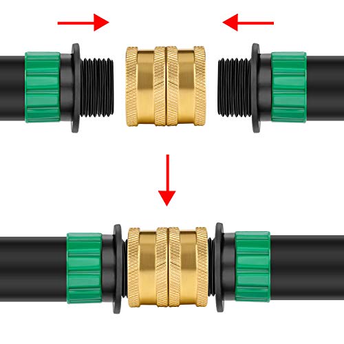 2 Pack 3/4 Inch Garden Hose Adapter and 4 Pcs Washers, Double Female with Dual Swivel for Connector The Male Hose