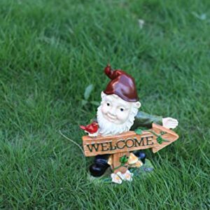 LATIJISHI Funny Garden Gnomes for Yard, Large Gnome Garden Decorations, 8.75" Gnomes Statues and Figurines Outdoor with Bird for Lawn