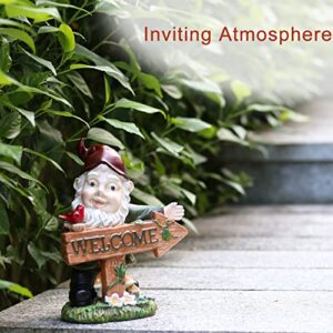 LATIJISHI Funny Garden Gnomes for Yard, Large Gnome Garden Decorations, 8.75" Gnomes Statues and Figurines Outdoor with Bird for Lawn