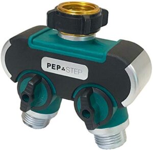 pep step garden hose splitter 2 way y connector | y valve double hose connector comfortable rubberized grip garden water hose ball valve easy grip heavy duty