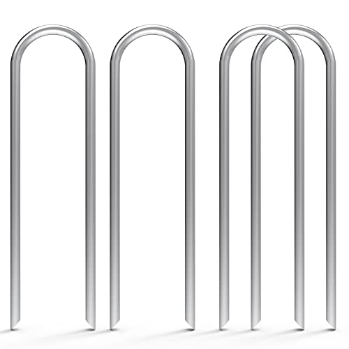 MySit 50 Pack 6 Inch Garden Stakes Heavy Duty 11 Gauge Galvanized Yard Staples U Pegs Fences Drip Irrigation Securing Stakes 1/2-Inch to 1-5/8-Inch Loop Stake for Anchoring Lawn Drippers Soaker Hose