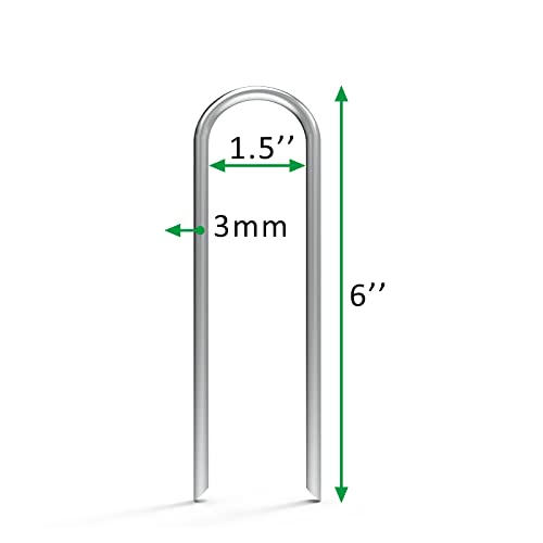 MySit 50 Pack 6 Inch Garden Stakes Heavy Duty 11 Gauge Galvanized Yard Staples U Pegs Fences Drip Irrigation Securing Stakes 1/2-Inch to 1-5/8-Inch Loop Stake for Anchoring Lawn Drippers Soaker Hose