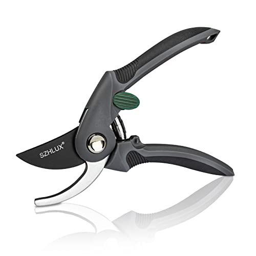 SZHLUX Pruning Shears, Premium SK5 Carbon Steel Blades Hand Pruner for Garden, Sharp Precision Pruning Scissors, 5/8’’ Plant Clippers， Tree Trimmers