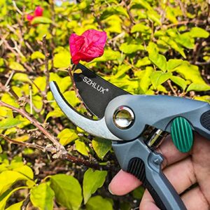 SZHLUX Pruning Shears, Premium SK5 Carbon Steel Blades Hand Pruner for Garden, Sharp Precision Pruning Scissors, 5/8’’ Plant Clippers， Tree Trimmers