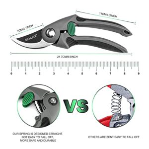 SZHLUX Pruning Shears, Premium SK5 Carbon Steel Blades Hand Pruner for Garden, Sharp Precision Pruning Scissors, 5/8’’ Plant Clippers， Tree Trimmers