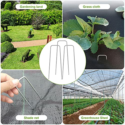 Landscape Staples, 100 Pack Anti-Rust Galvanized Garden Stakes U-Shaped Heavy-Duty Landscape Pins for SOD Anchoring Landscape Fabric Ground Cover Irrigation Tubing & Artificial Turf