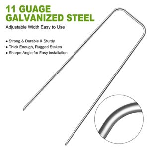 Landscape Staples, 100 Pack Anti-Rust Galvanized Garden Stakes U-Shaped Heavy-Duty Landscape Pins for SOD Anchoring Landscape Fabric Ground Cover Irrigation Tubing & Artificial Turf