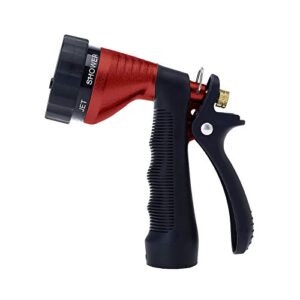 green mount water hose nozzle spray nozzle, metal garden hose nozzle with adjustable spray patterns, perfect for watering plants, washing cars and showering dogs & pets