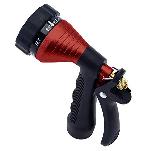 GREEN MOUNT Water Hose Nozzle Spray Nozzle, Metal Garden Hose Nozzle with Adjustable Spray Patterns, Perfect for Watering Plants, Washing Cars and Showering Dogs & Pets